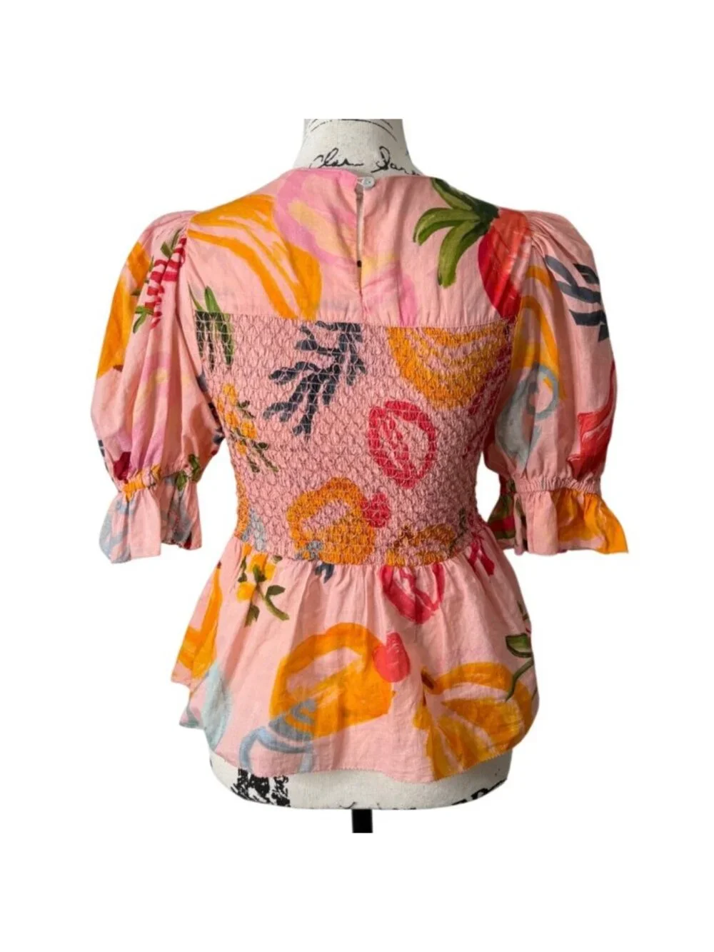 FARM Rio | Tops | Farm Rio Women Xs Top Mixed Fruit Smocked Bodice Pink ...